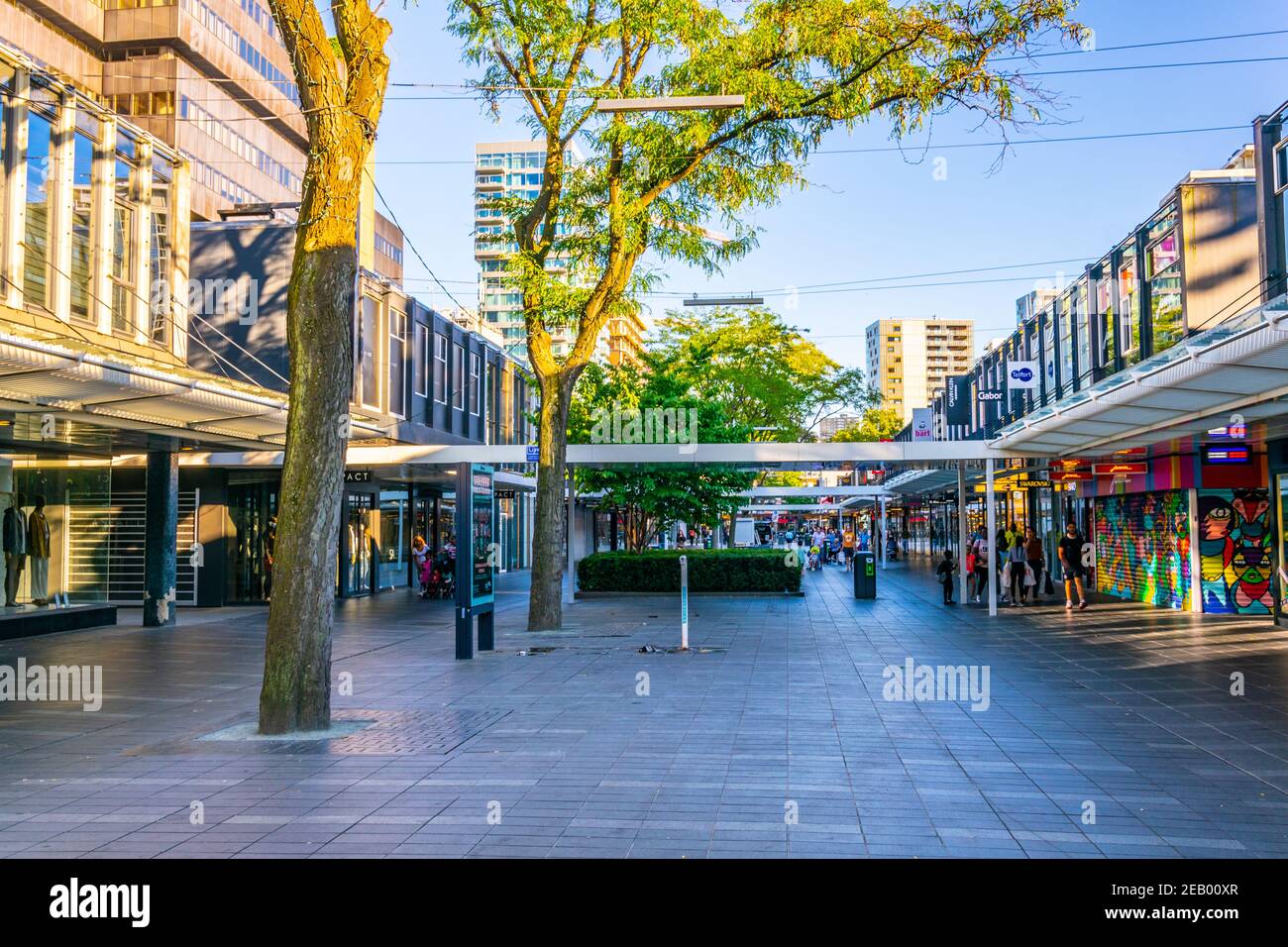 ROTTERDAM, NETHERLANDS, AUGUST 5, 2018: View of a shopping street in ...