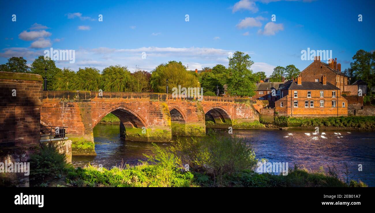The Old Dee bridge spans the river Dee in Chester Stock Photo - Alamy