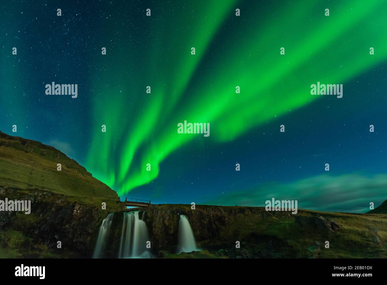 Northern lights in Iceland. Landscape full of kp5 Aurora Borealis ...