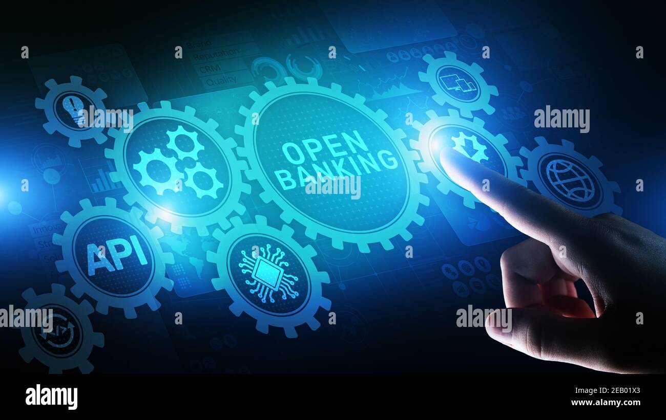 Open banking financial technology fintech concept on virtual screen ...
