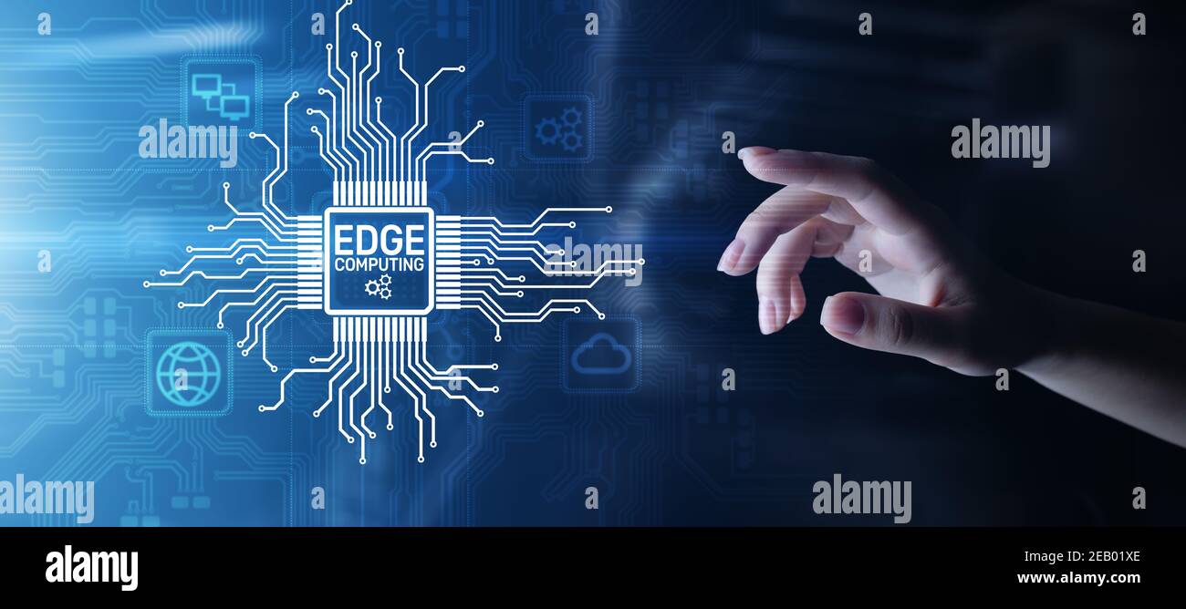Edge computing modern IT technology on virtual screen concept Stock ...