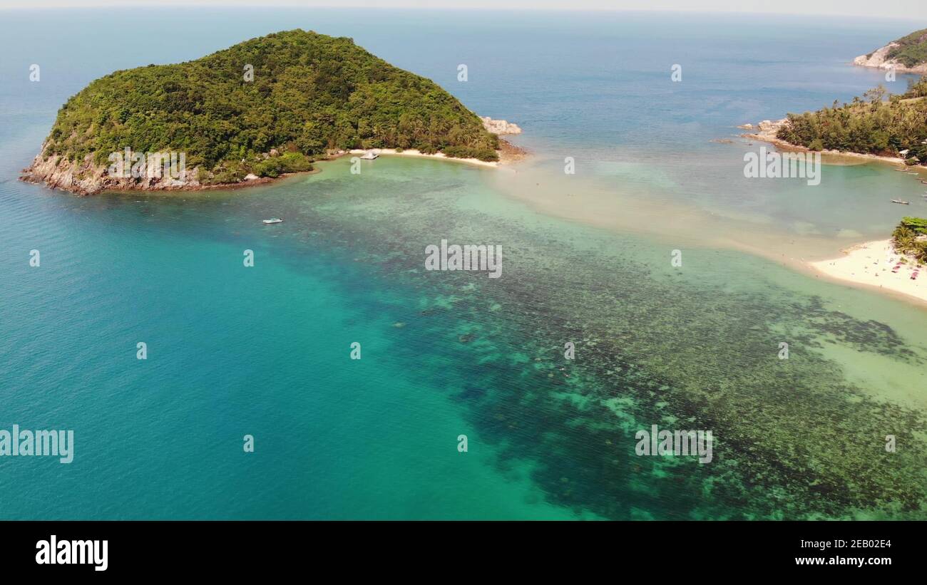 Aerial drone view small Koh Ma island, Ko Phangan Thailand. Exotic ...
