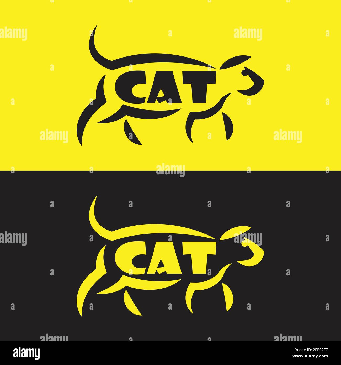 Vector image of an cat design on black background and yellow background ...