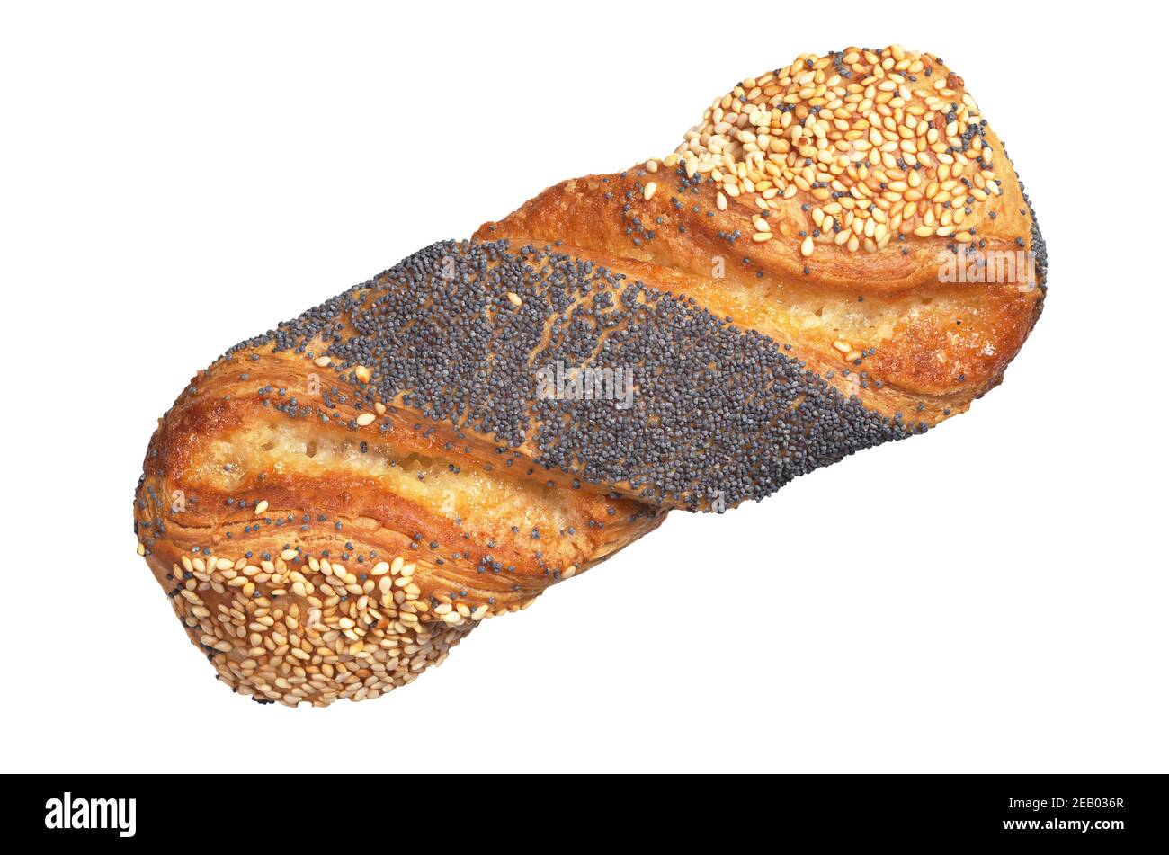 Bun with jam, poppy seeds and sesame isolated on a white background ...