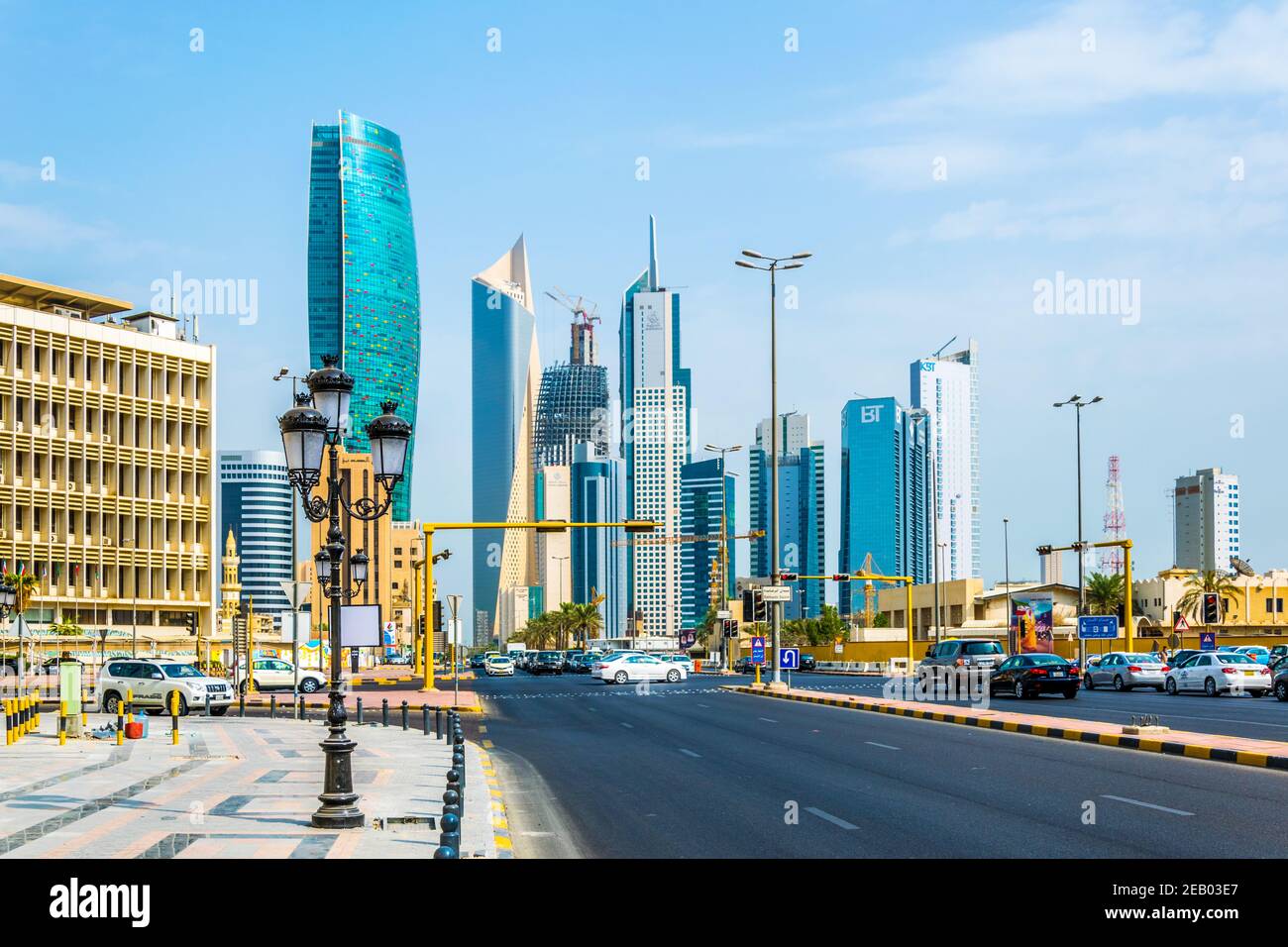 KUWAIT CITY, KUWAIT, NOVEMBER 5, 2016: View of traffic on a busy street ...