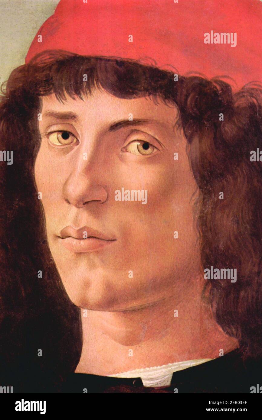 Portrait of a Young Man with red Cap 1475 Stock Photo - Alamy