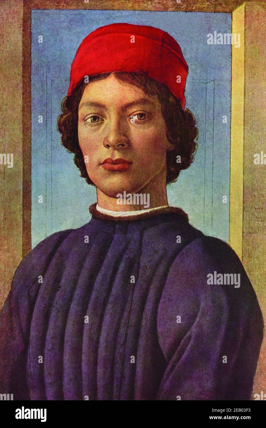 Portrait of a Young Man with red Cap 1475 Stock Photo - Alamy