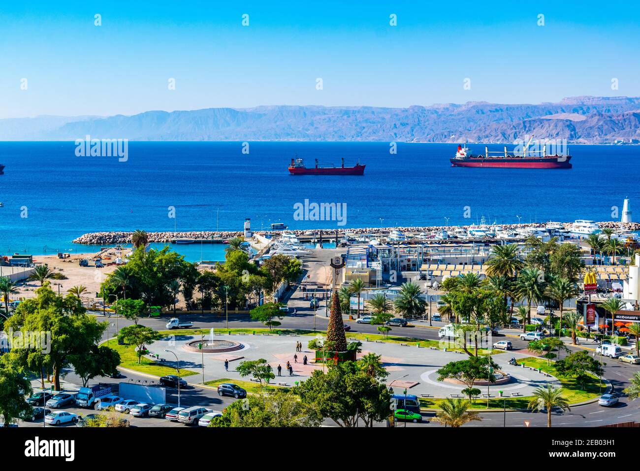 AQABA, JORDAN, DECEMBER 31, 2018: Aerial view of the great arab revolt ...