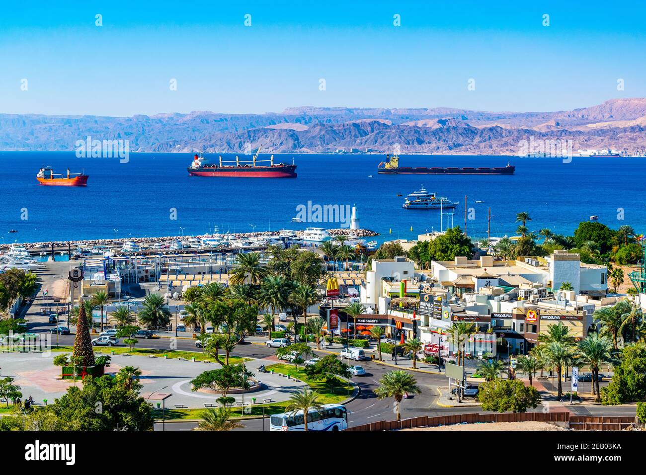 AQABA, JORDAN, DECEMBER 31, 2018: Aerial view of the great arab revolt ...