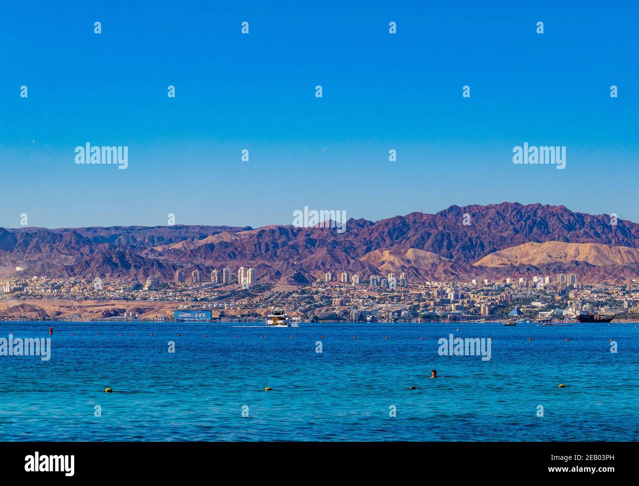 AQABA, JORDAN, DECEMBER 31, 2018: People are enjoying a sunny day on a ...