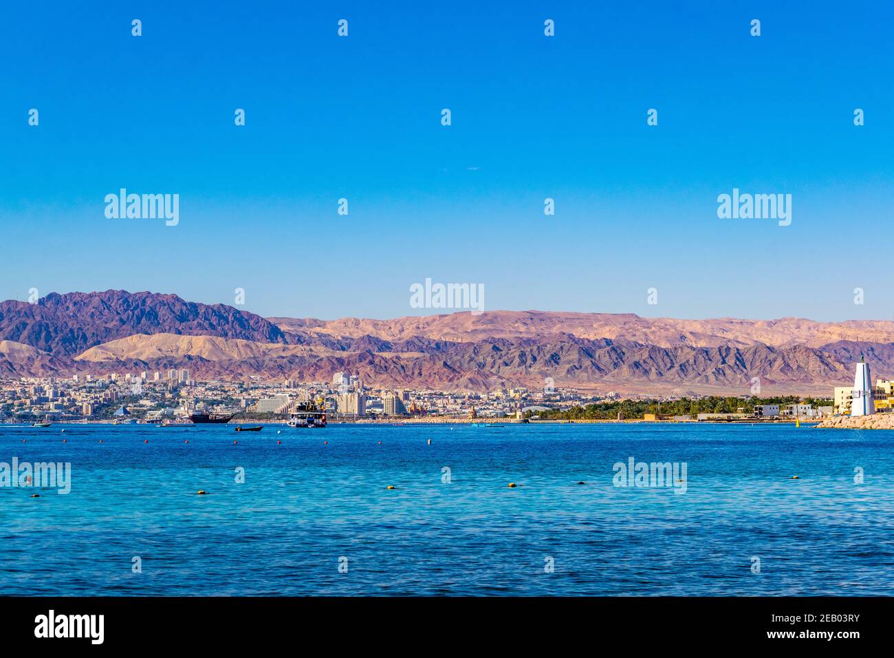 AQABA, JORDAN, DECEMBER 31, 2018: People are enjoying a sunny day on a ...