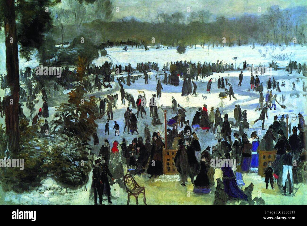 Skating runners in the Bois de Bologne 1875 Stock Photo - Alamy