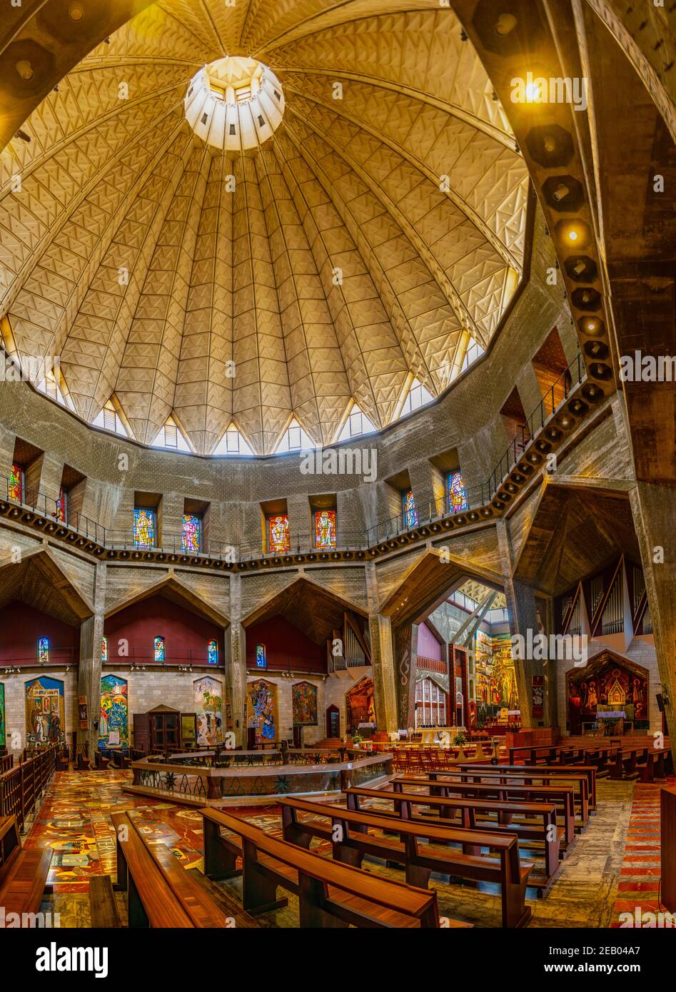 NAZARETH, ISRAEL, SEPTEMBER 13, 2018: Interior of Basilica of ...