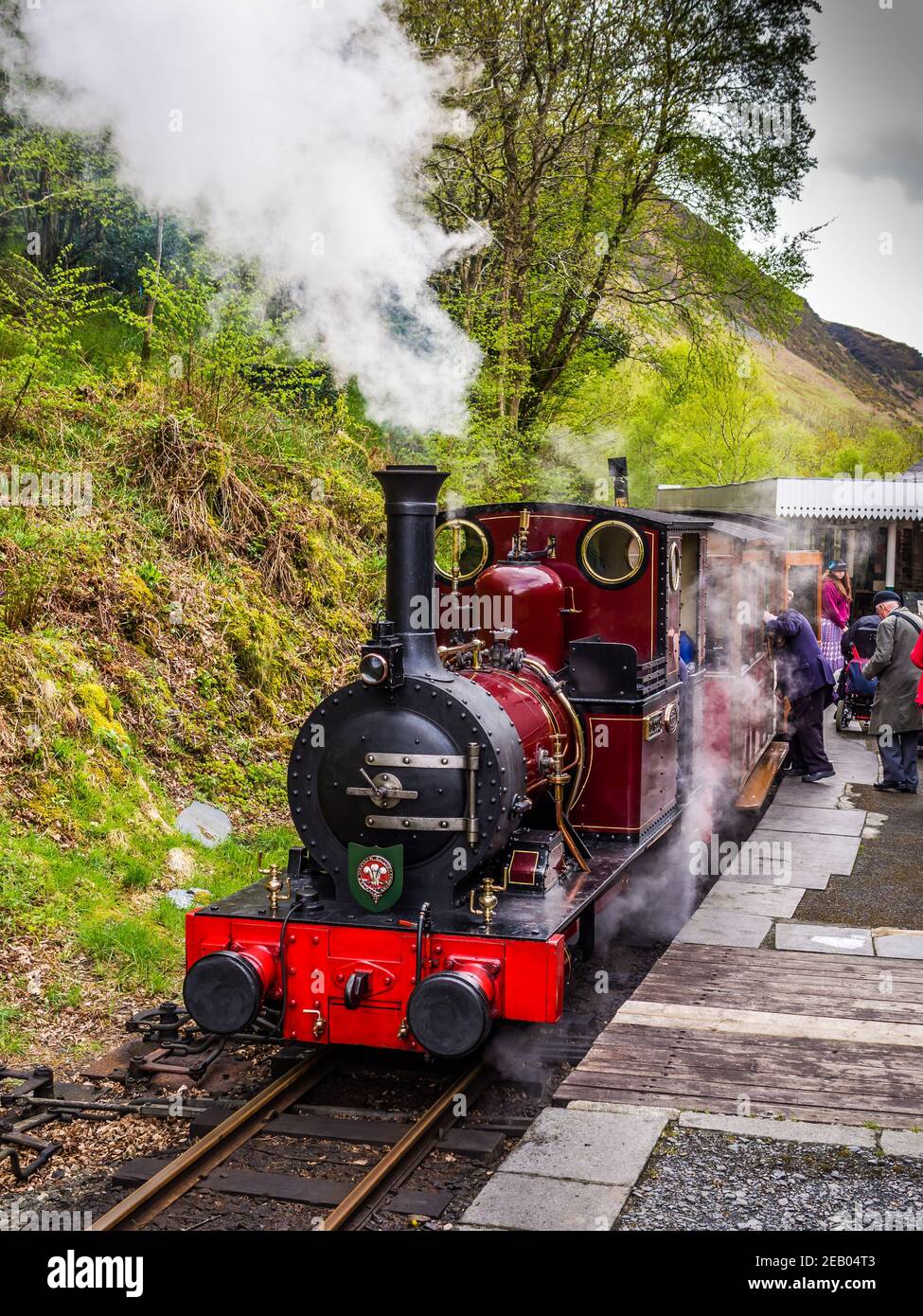Steam locomotive no 2 Dolgoch on the Talyllyn railway taking on ...