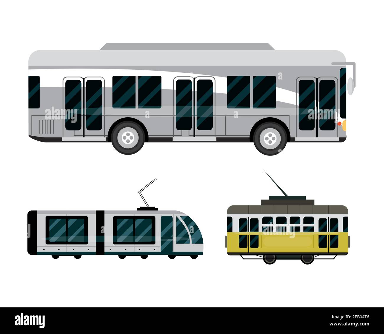 bus metro tram vehicle transport public service icons vector ...