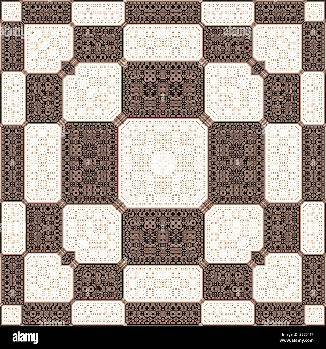 A decorative pattern in a coffer style with sunken panels of geometric ...