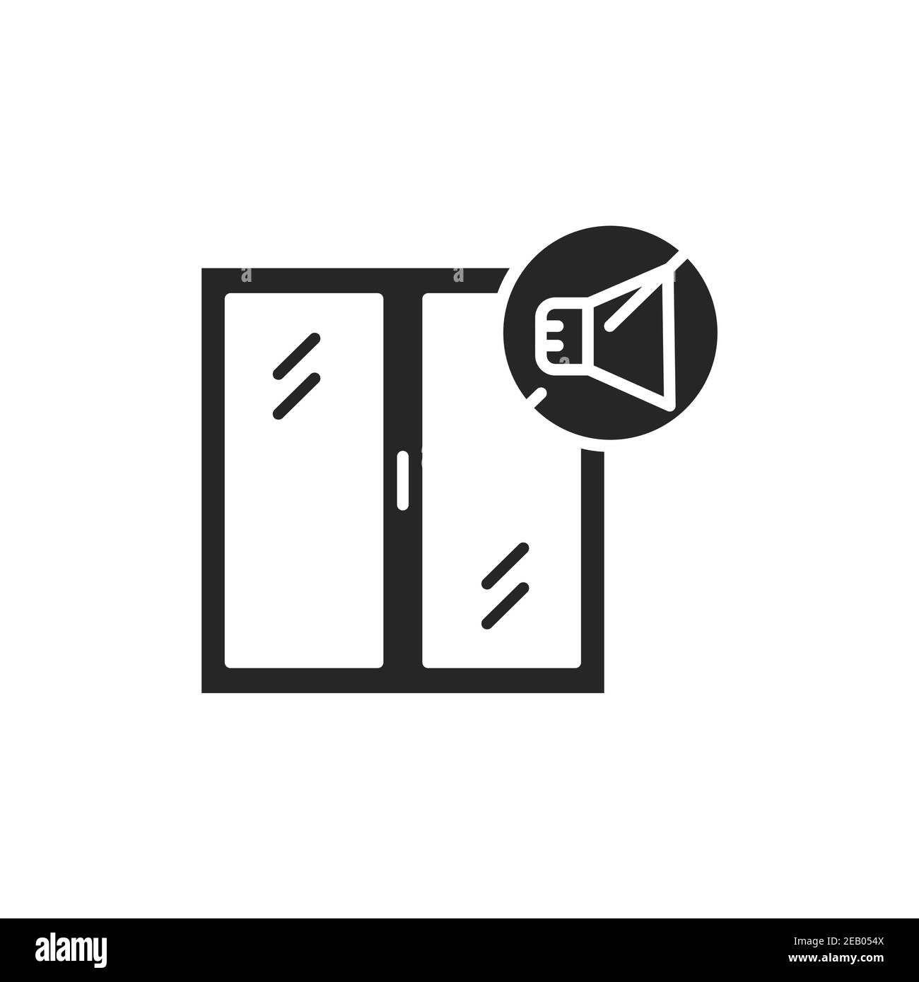 Sound-isolating window color line icon. Pictogram for web page, mobile ...