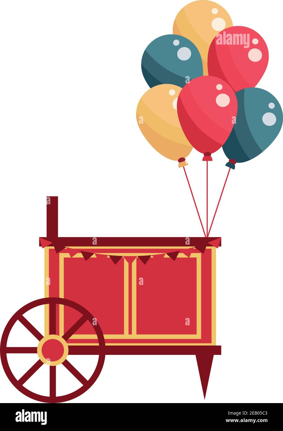 amusement park carnival booth with balloons flat design vector ...