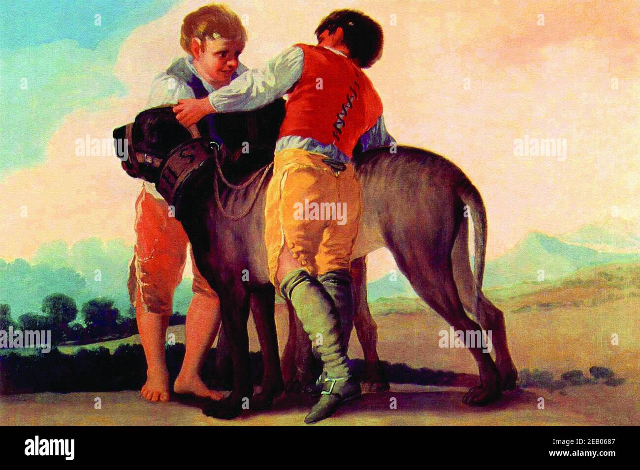 Boys with blood dogs 1776 Stock Photo - Alamy