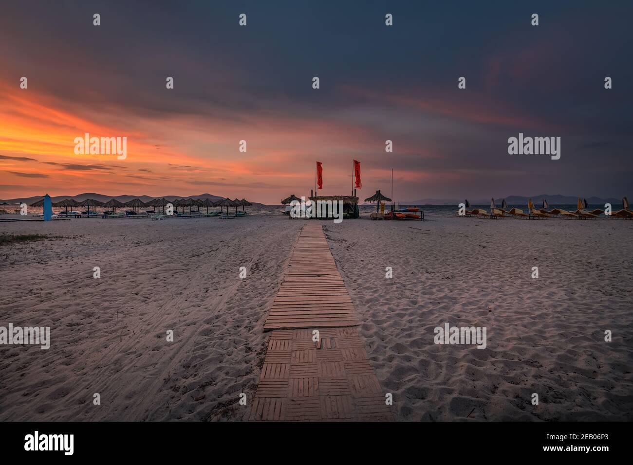 Tigaki beach at sunset in Kos island Greece Stock Photo - Alamy