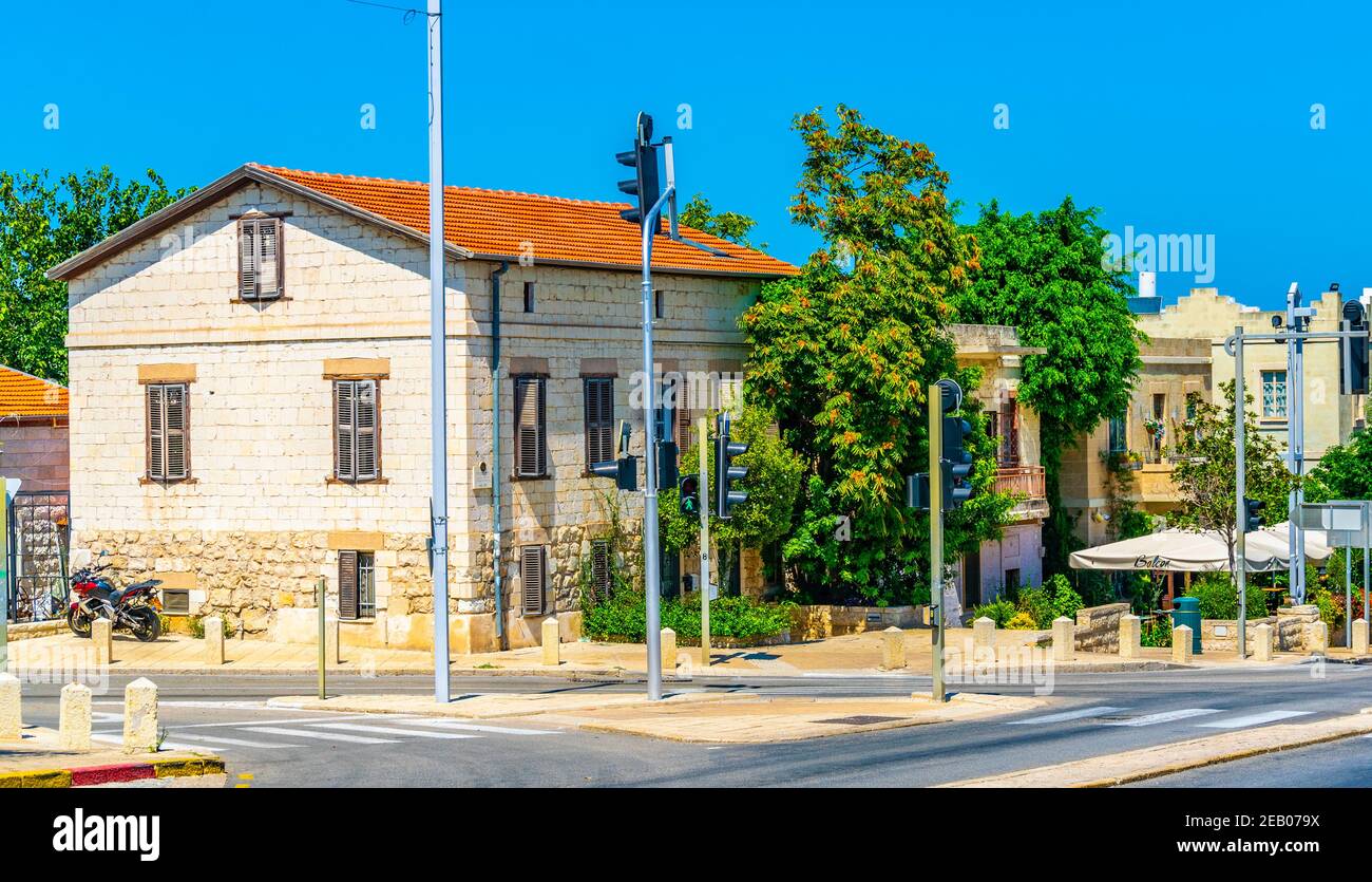 HAIFA, ISRAEL, SEPTEMBER 11, 2018: Traditional houses of the German ...