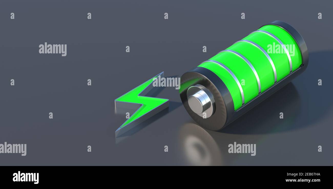 Battery charging. Electrical power energy supply source concept, mobile ...