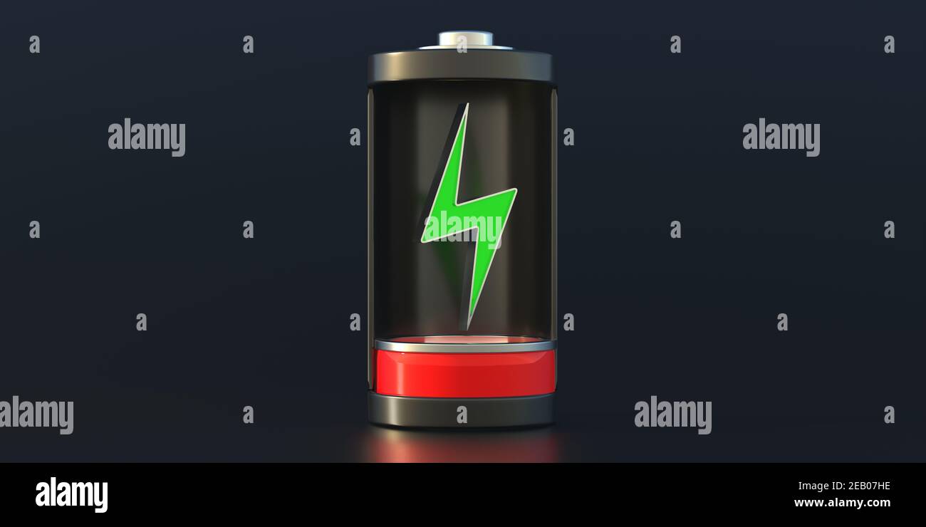 Battery empty, Red color low level indicator and green charging ...