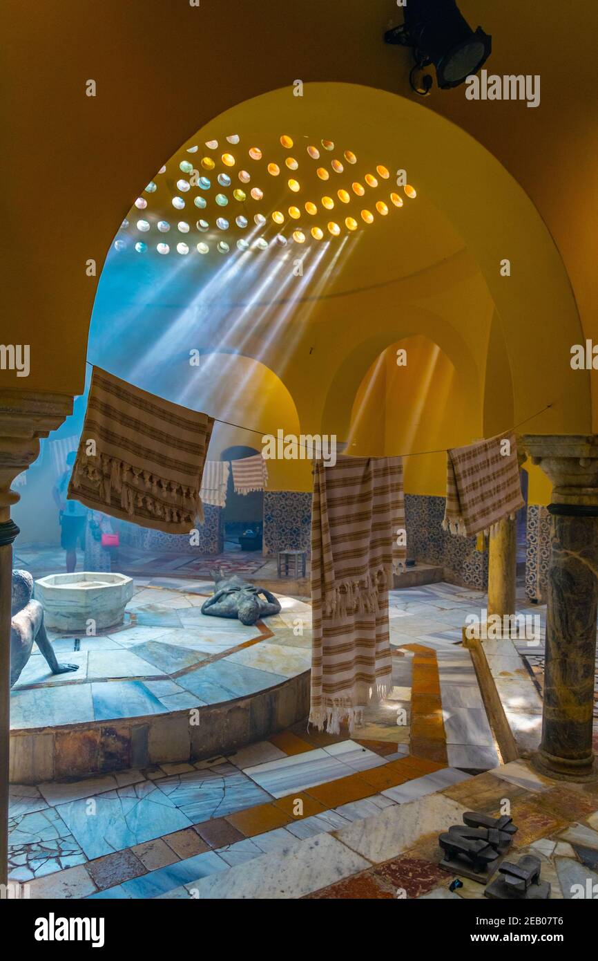 ACRE, ISRAEL, SEPTEMBER 12, 2018: Interior of hammam al Pasha in Akko ...
