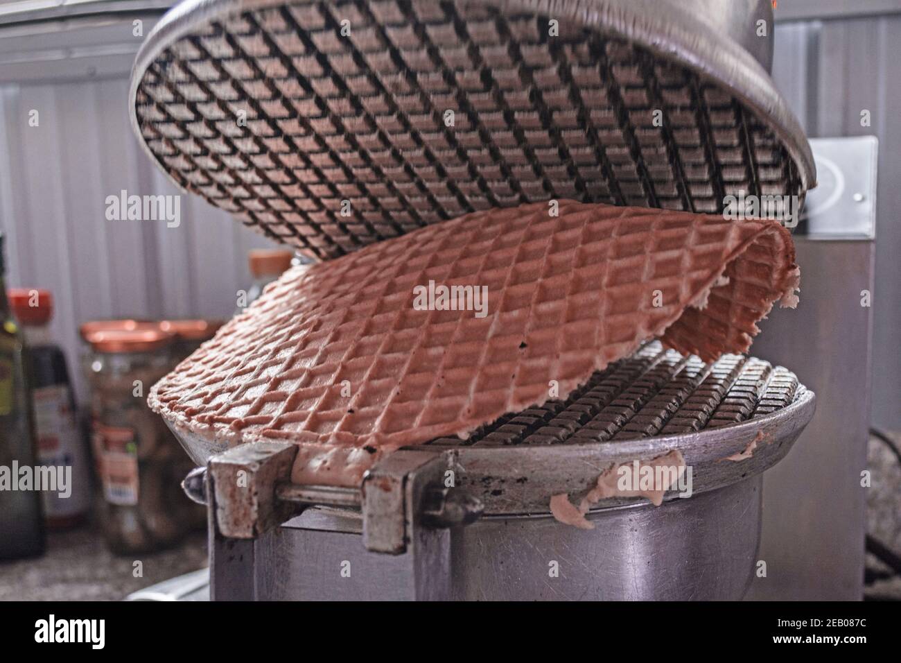 Process of making homemade waffles Stock Photo - Alamy