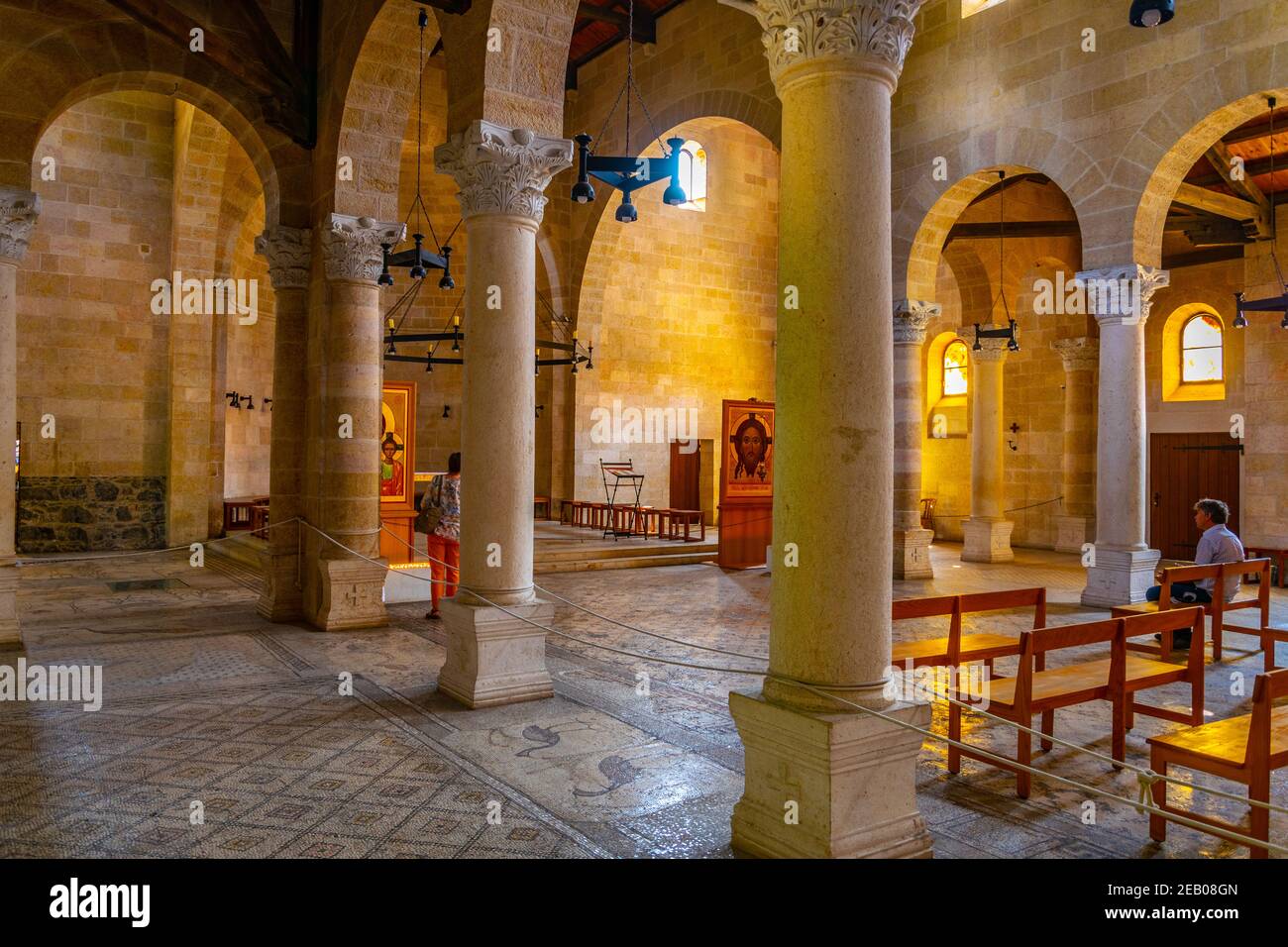 TABGHA, ISRAEL, SEPTEMBER 15, 2018: Interior of the Church of the ...