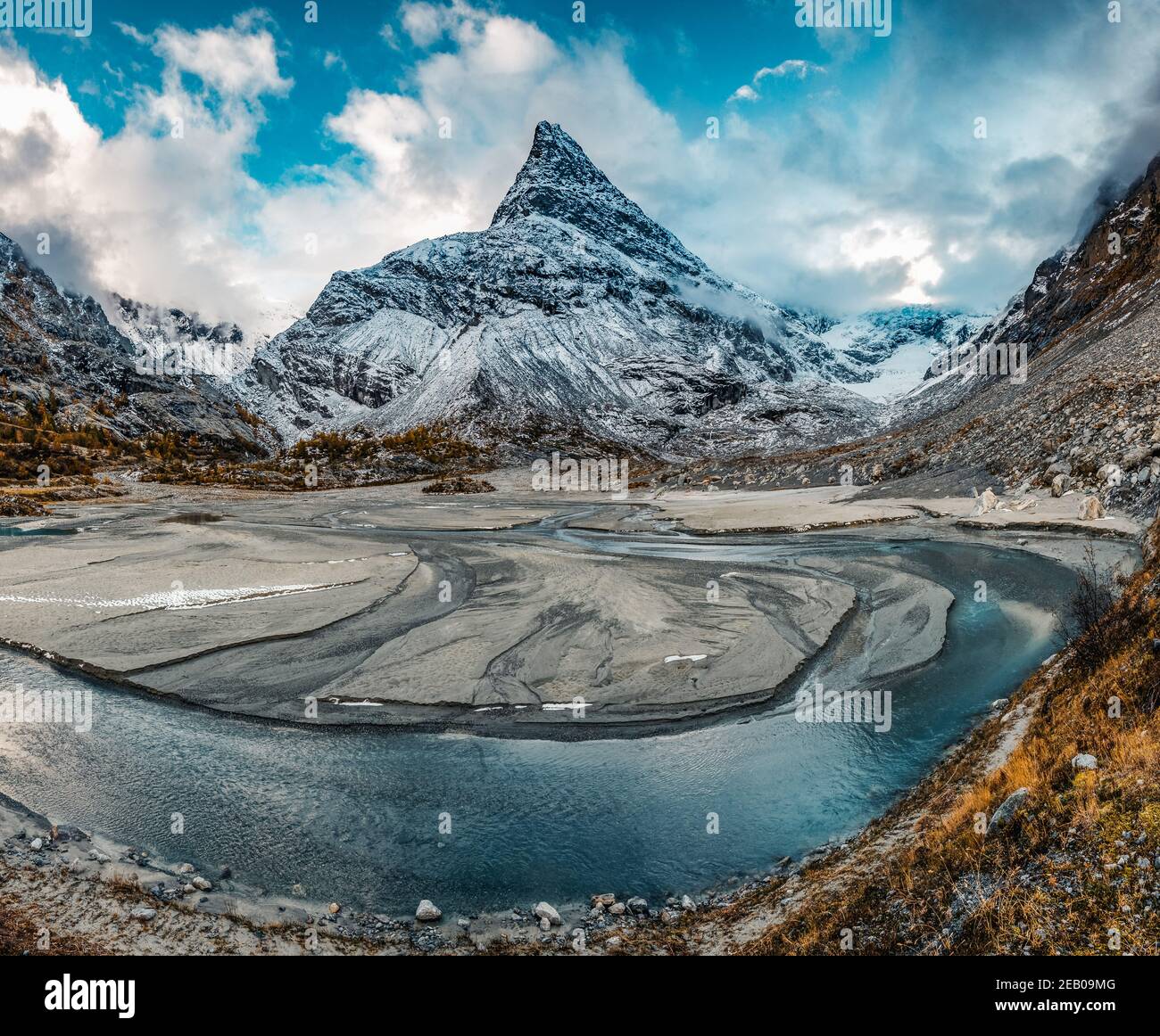 wild meandering glacial stream Stock Photo - Alamy