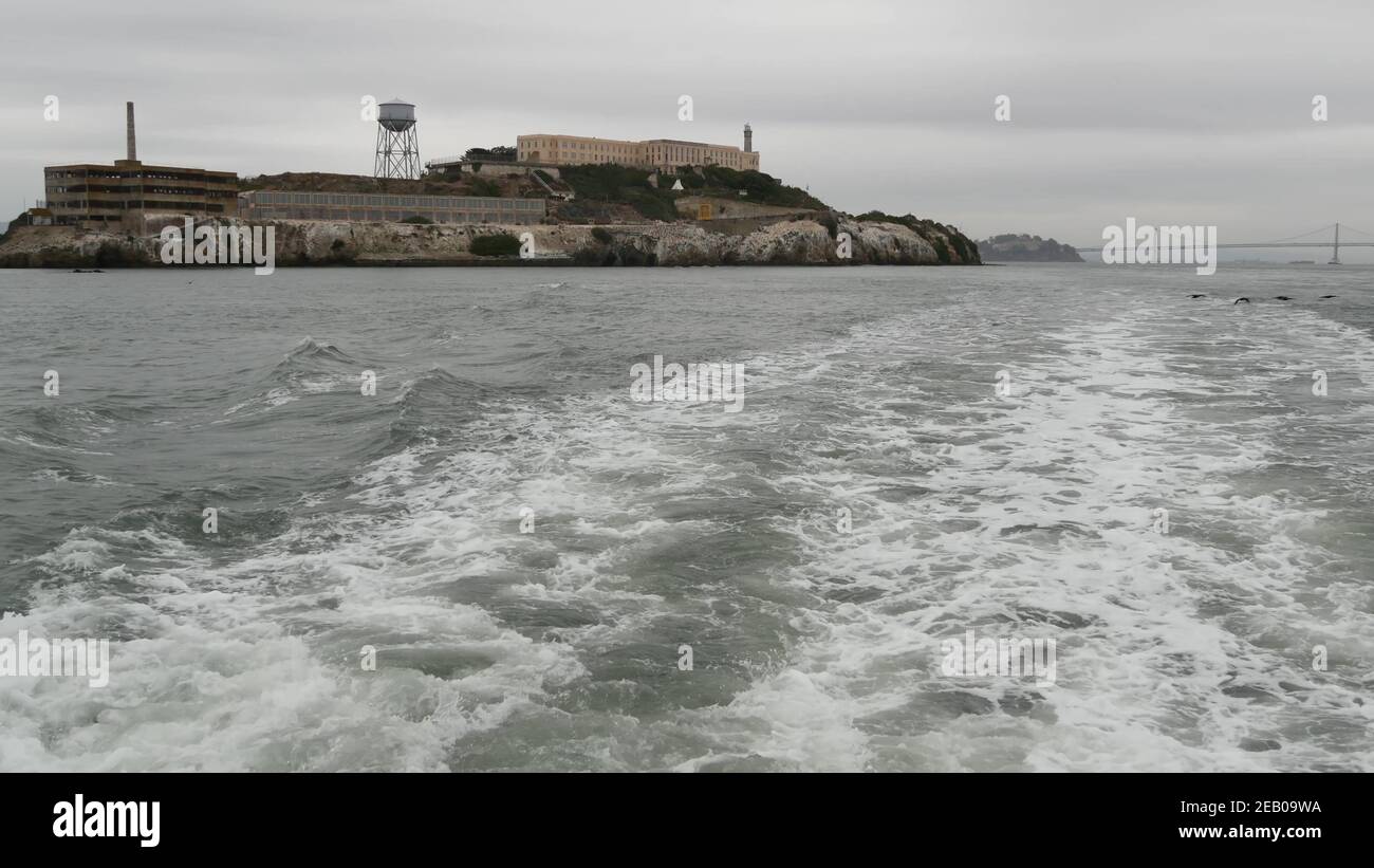 Alcatraz island in San Francisco Bay, California USA. Federal prison ...