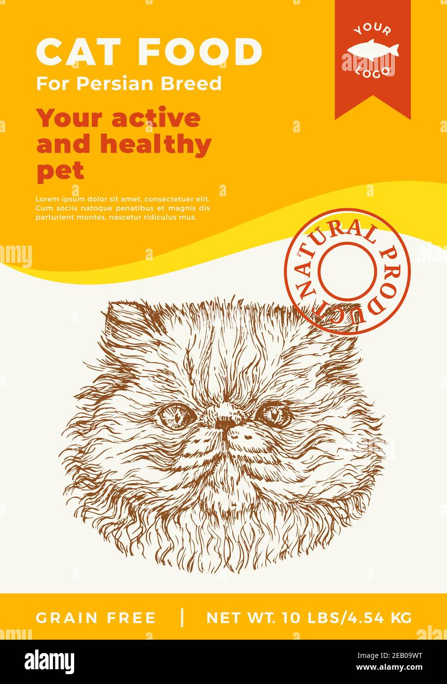 Cat Food Label Template. Abstract Vector Packaging Design Layout ...