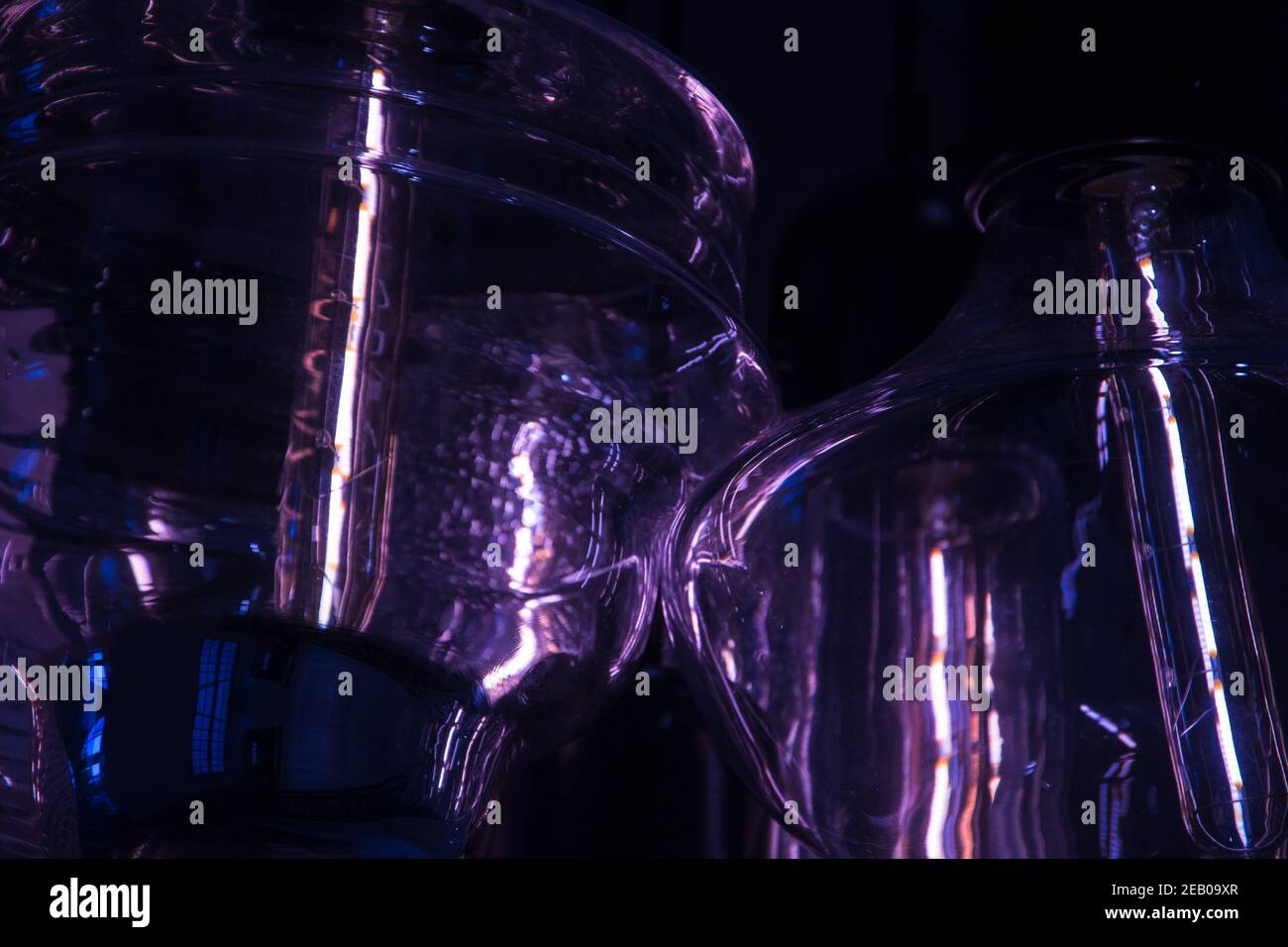 Transparent violet glass hanging lamps shades in different shapes ...