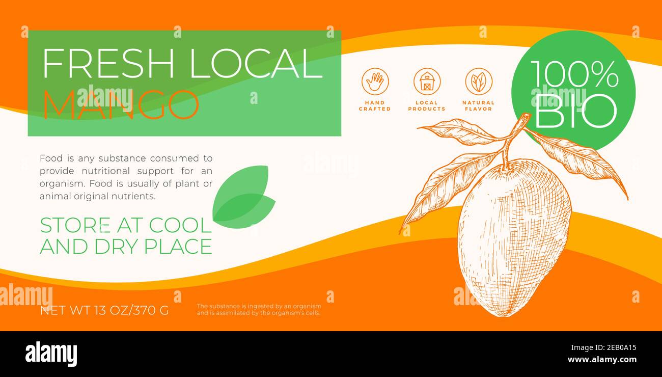 Fresh Local Fruits Label Template. Abstract Vector Packaging Horizontal ...