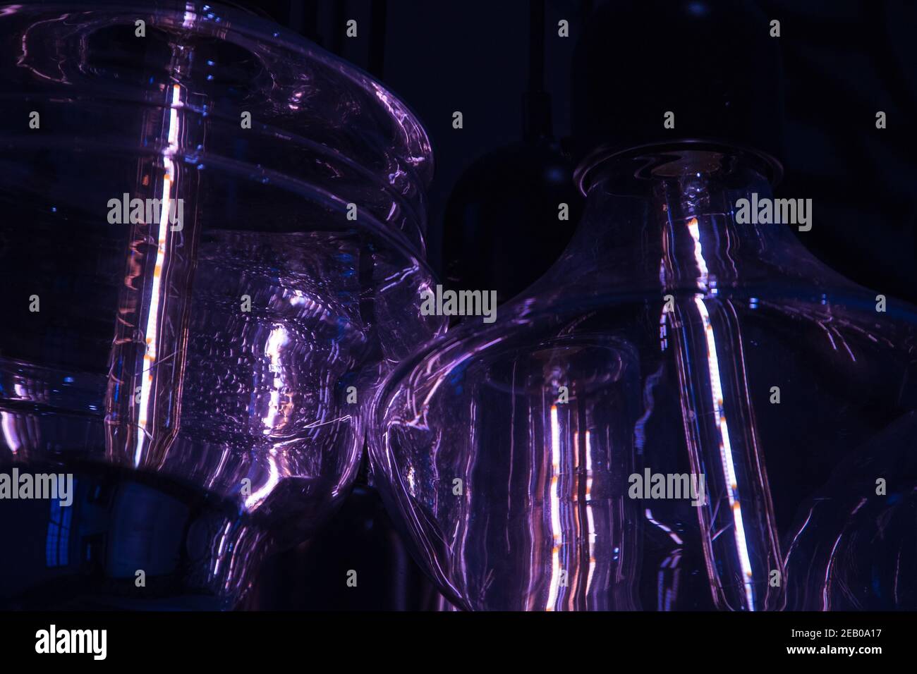 Transparent violet glass hanging lamps shades in different shapes ...