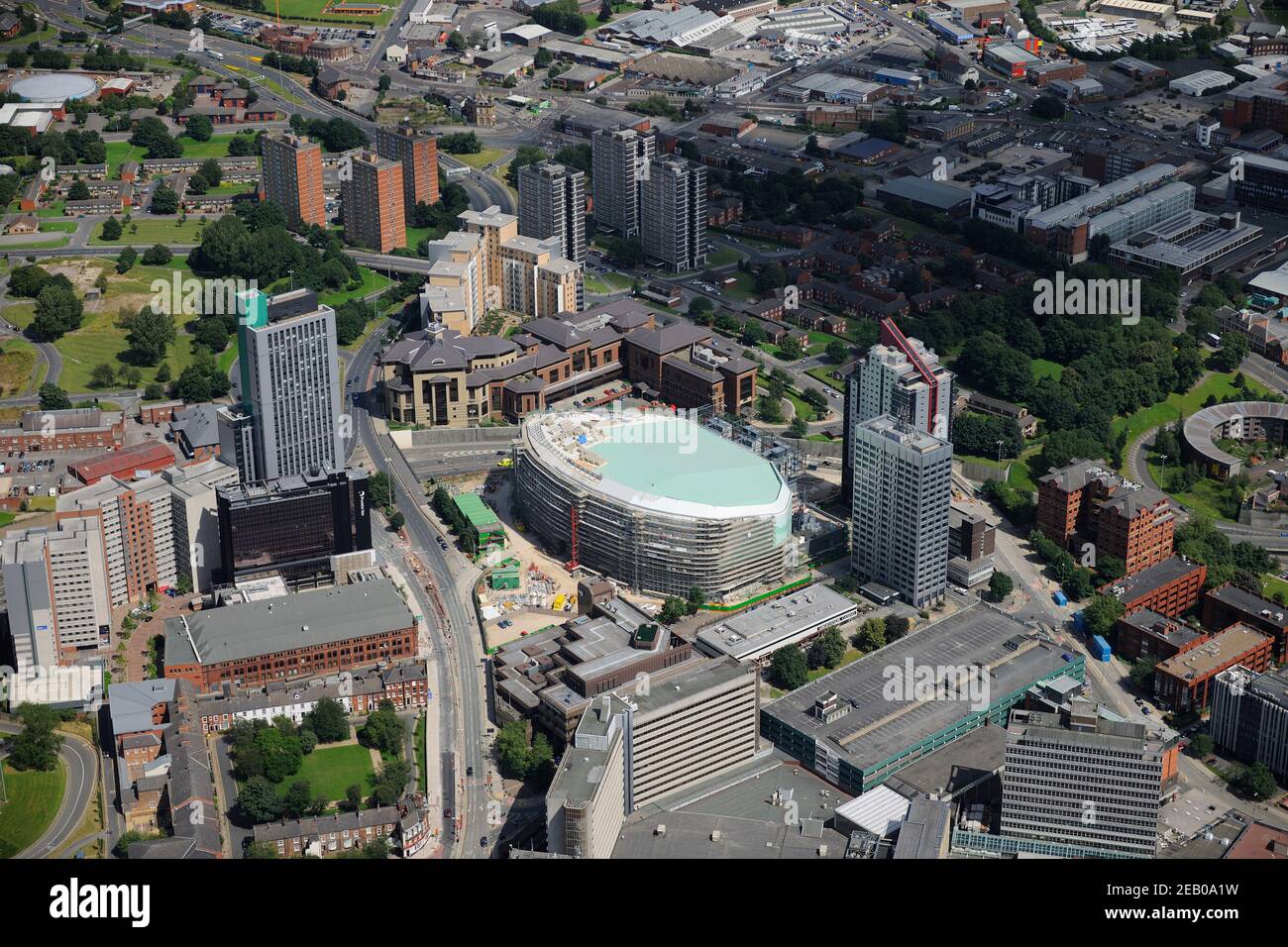 Aerial views of The First Direct Arena (also known as the Leeds Arena ...