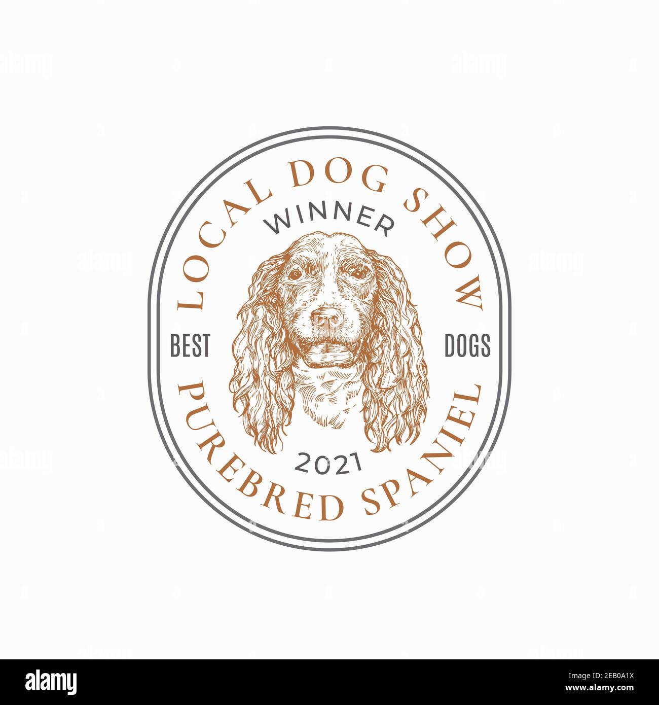 Local Dog Show Frame Badge or Logo Template. Hand Drawn Spaniel Breed ...