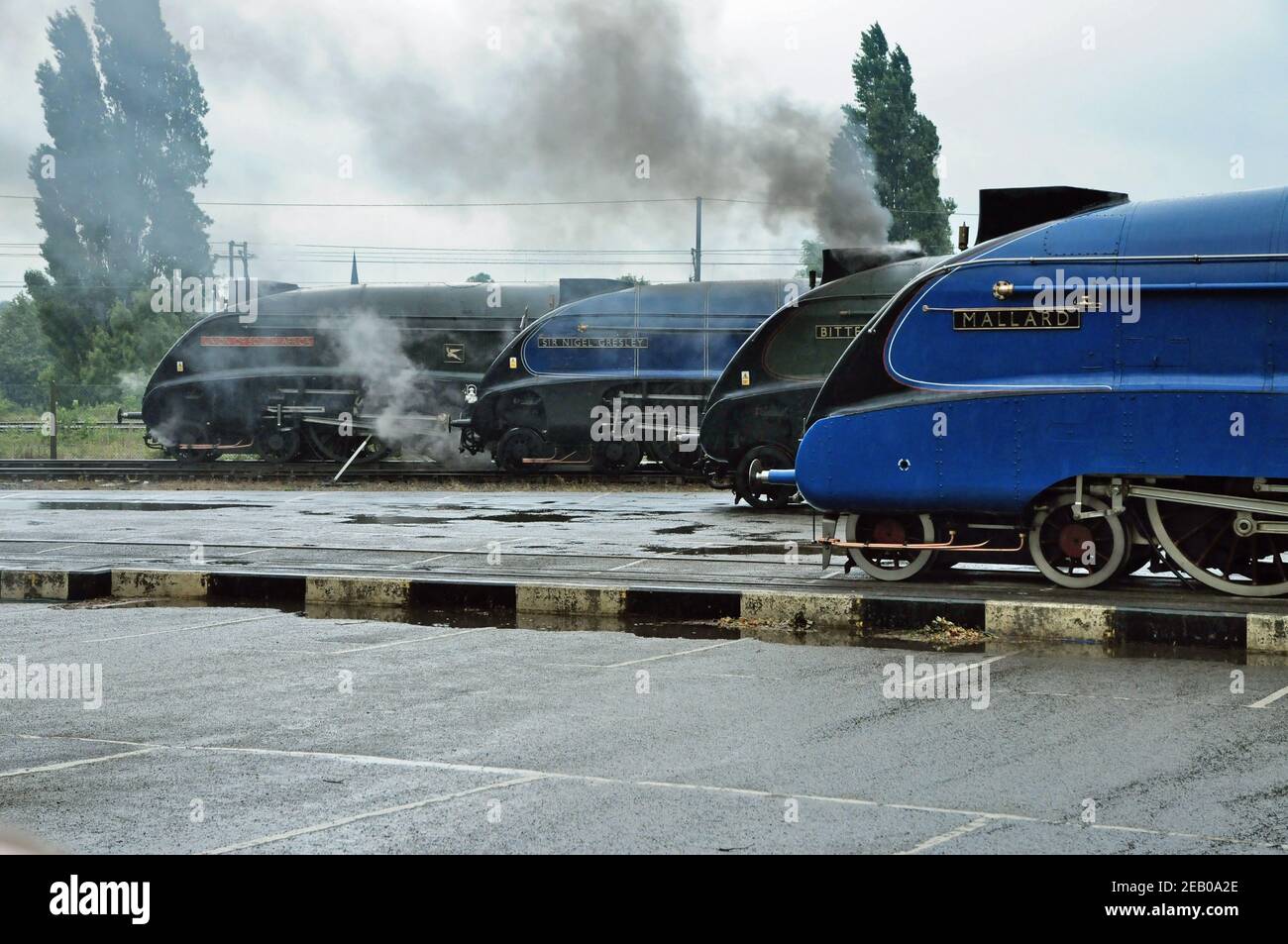 Line up of four surviving LNER Class A4 Pacific steam locomotives ...