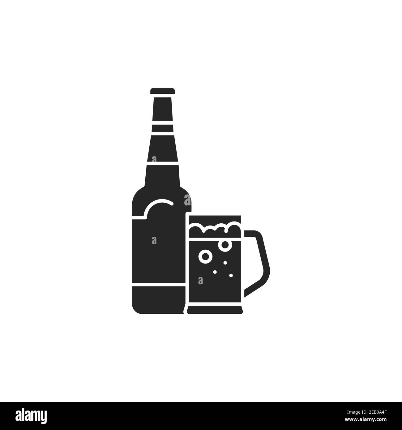 Beer bottle and glass color line icon. Alcoholic beverages. Pictogram ...