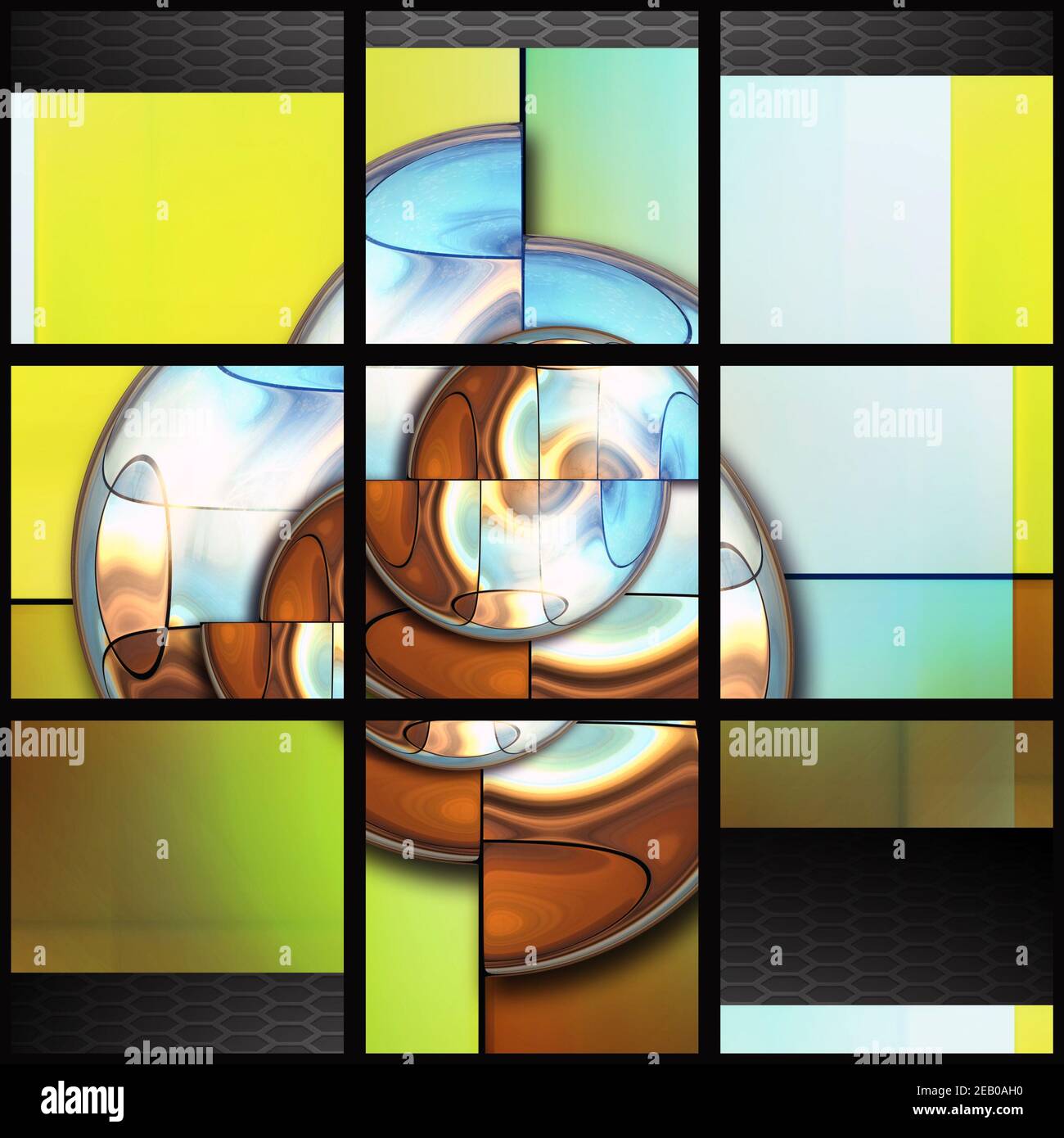 Abstract mixed art colorful illustration artworks with 3D renders Stock ...