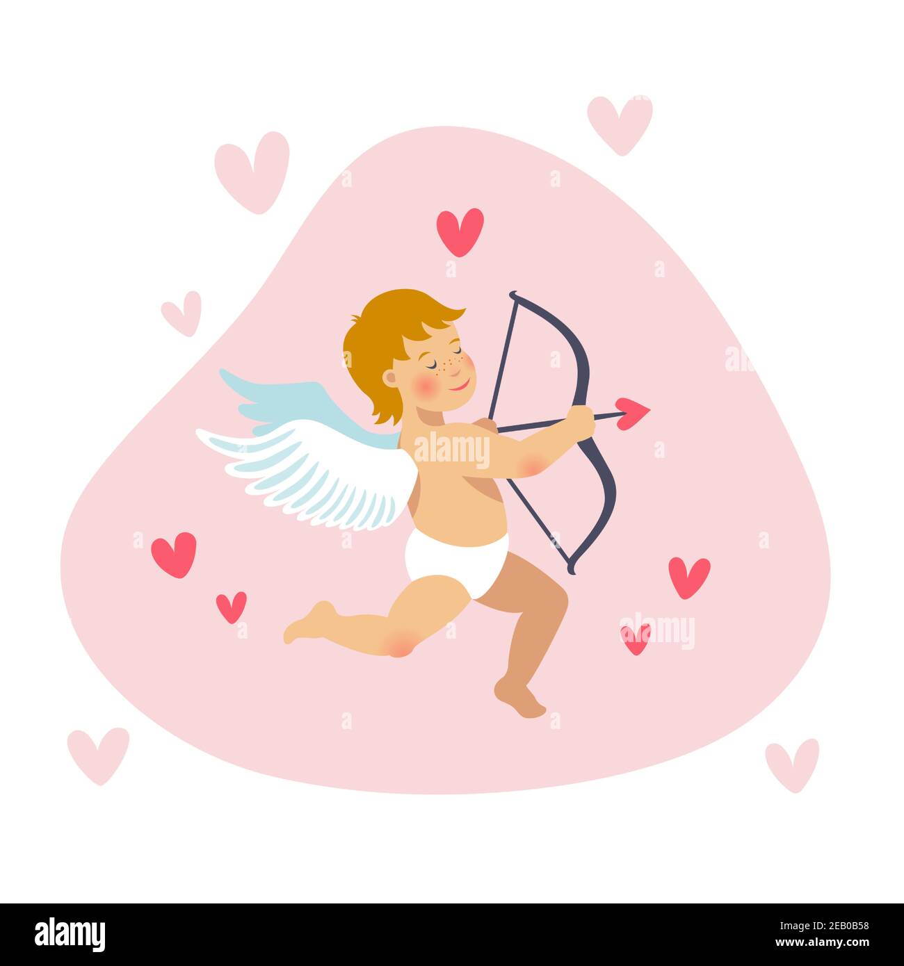 Cupid or angel with bow and arrow. Vector cute cupid for valentine s ...