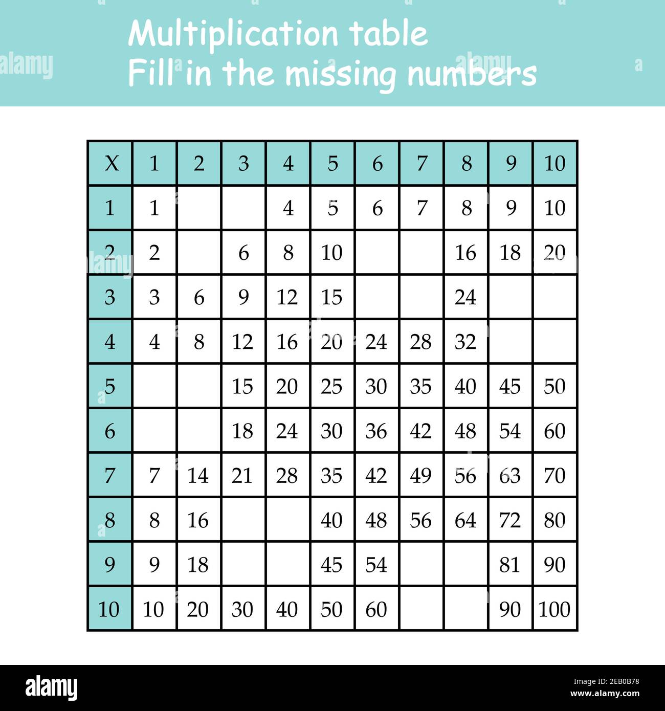 Multiplication Square. Paste the missing numbers. School vector ...