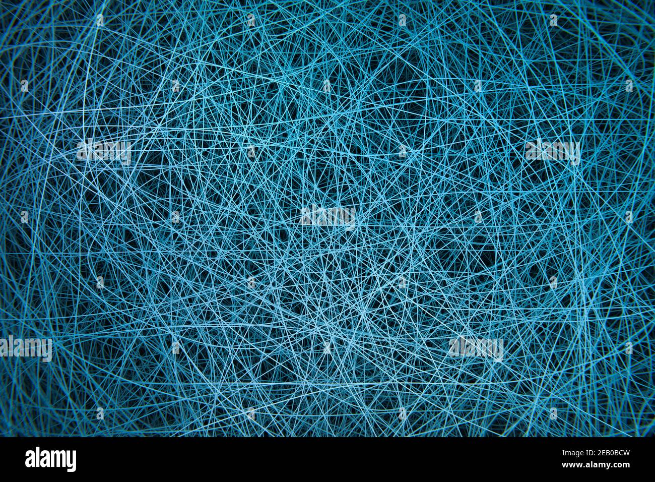 Abstract digital connected wires, blue crossing curves, deep lerning ...