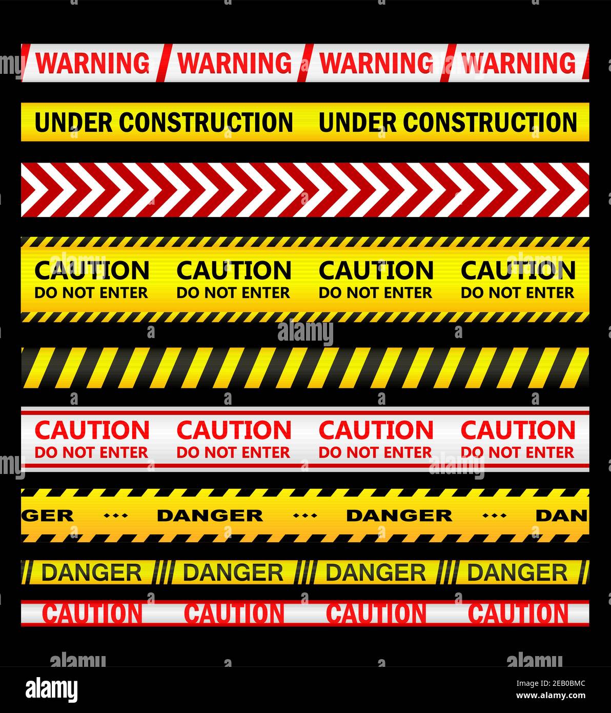 Warning, security and caution ribbons and tapes set for safety, crime ...