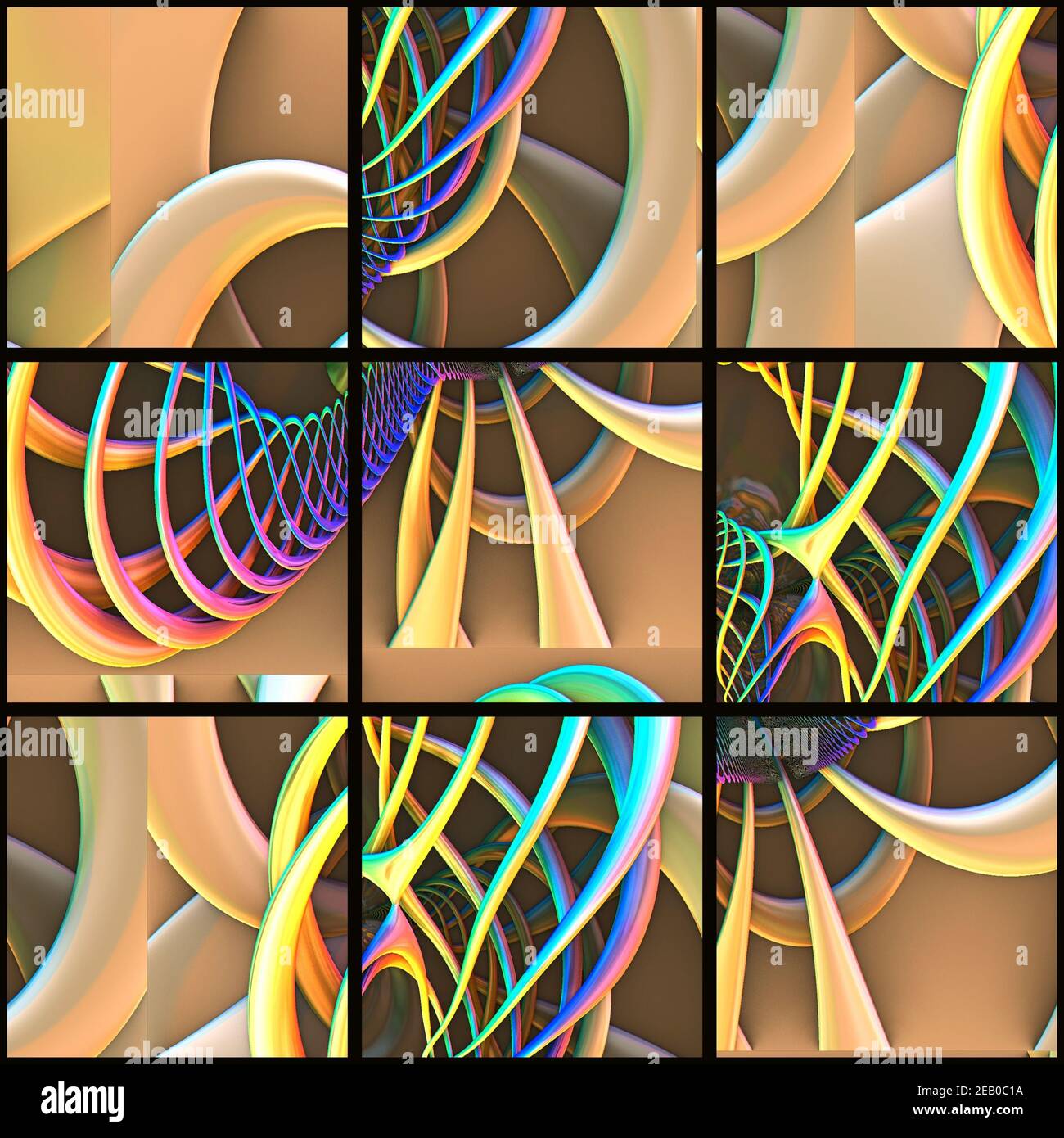 Abstract mixed art colorful illustration artworks with 3D renders Stock ...