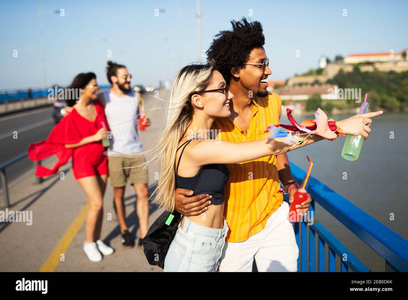 Group of young friends having fun together outdoor Stock Photo - Alamy