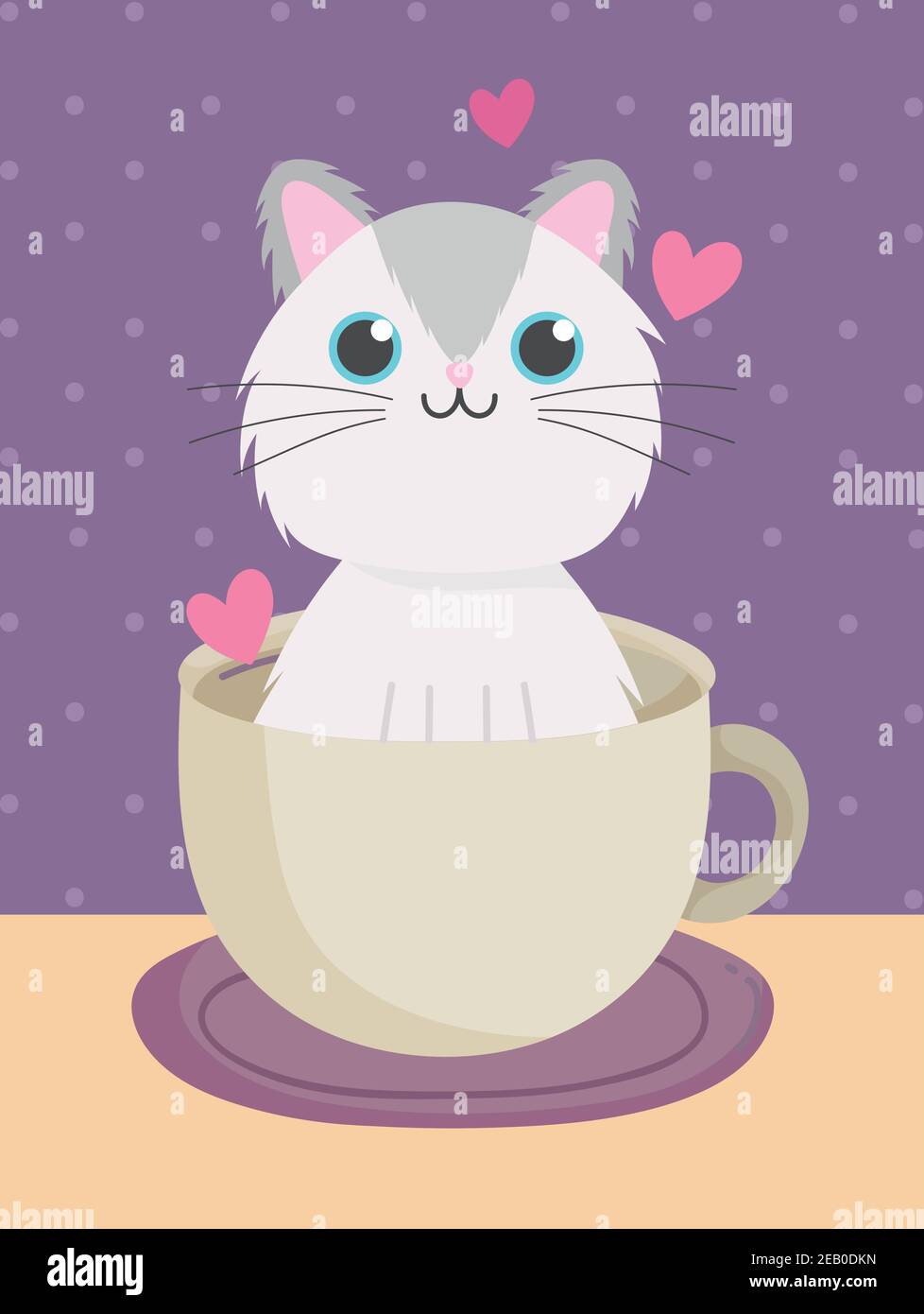 cute cat on coffee cup cartoon vector illustration Stock Vector Image ...