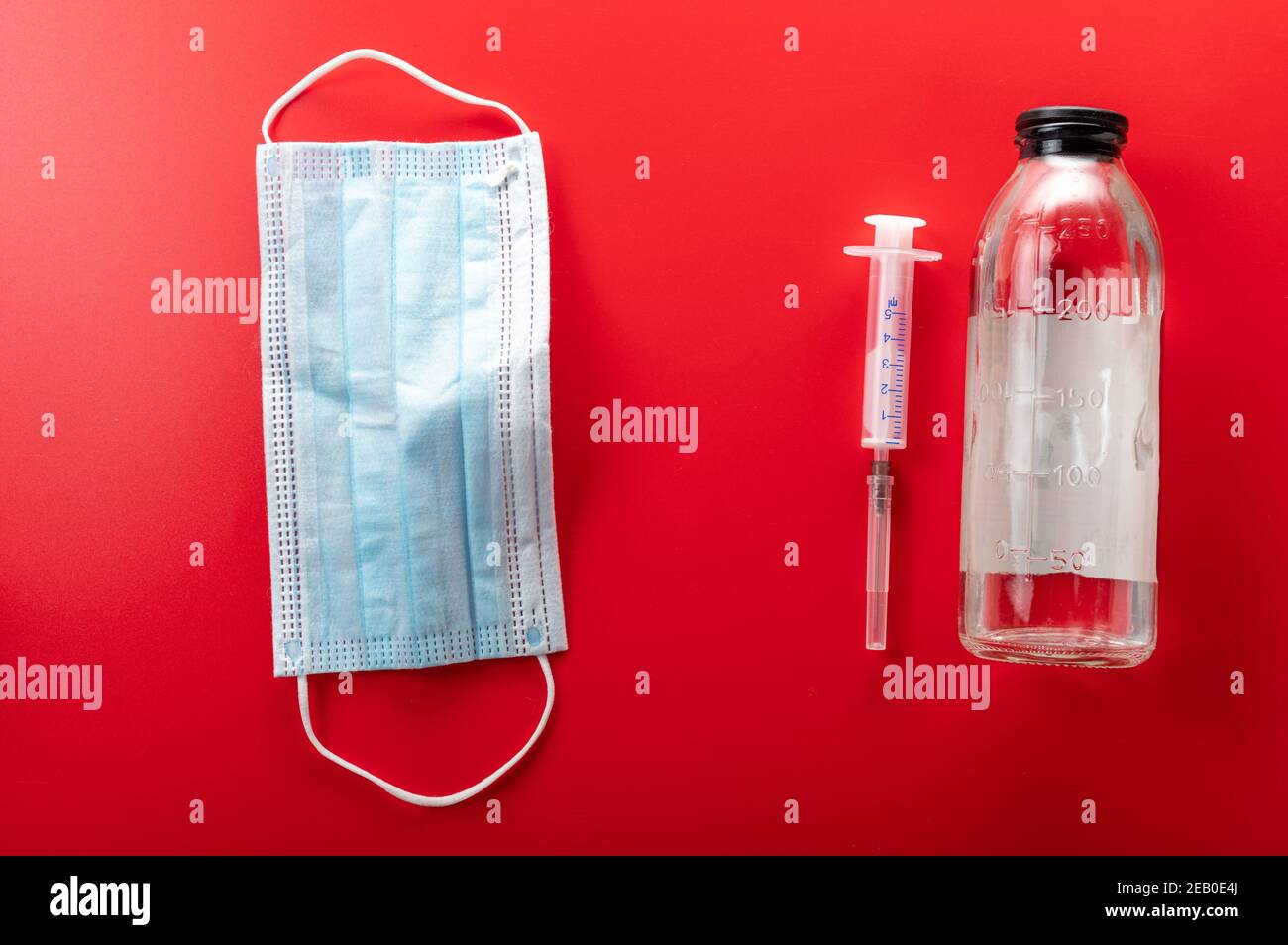 Medical mask and syringe. Medicines and syringe. Medical equipment ...