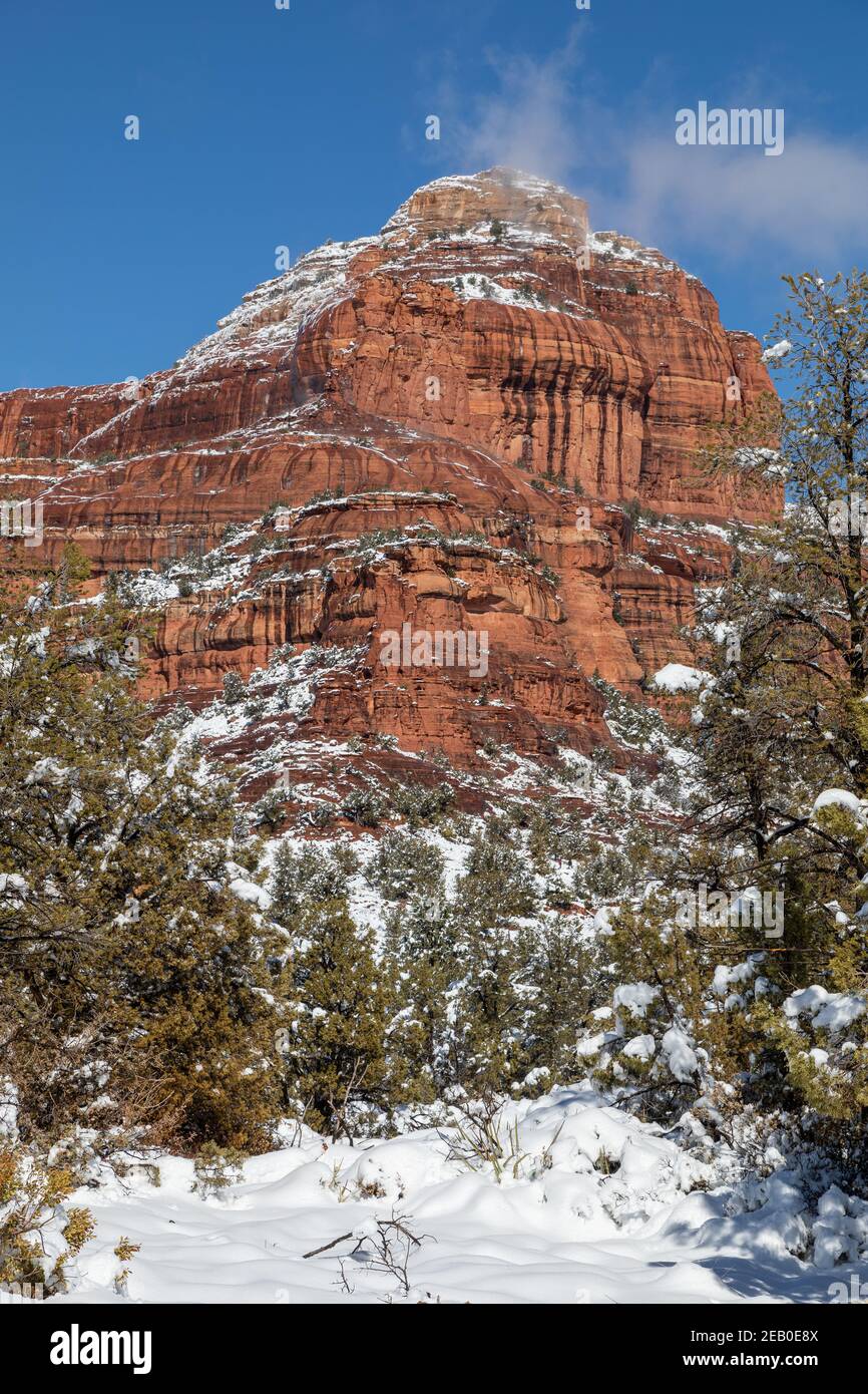 Snow Covered Landscape in the Red Rocks of Sedona Arizona in Winter ...